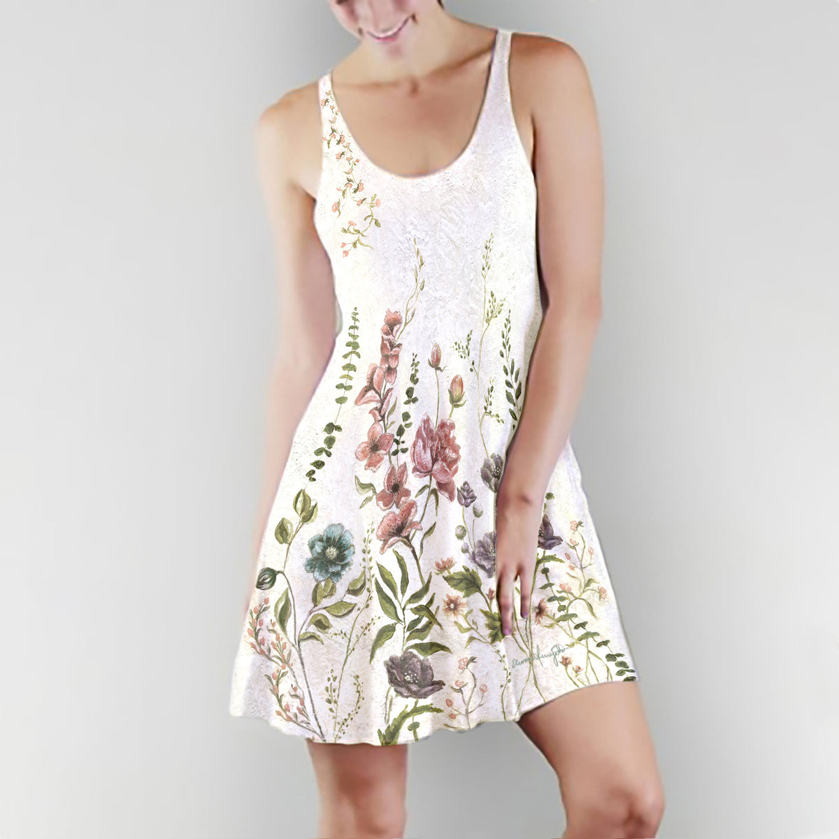 Racerback Tank Dress, Hand-Painted Designs, Primavera – ELEONORA FERRAGATTA