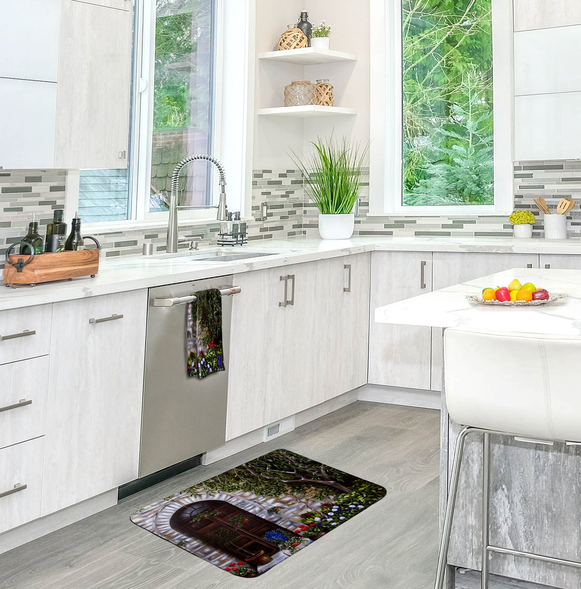 Tuscan Doorway Kitchen Mat & Hand Towel 2 - Piece Set – ELEONORA FERRAGATTA